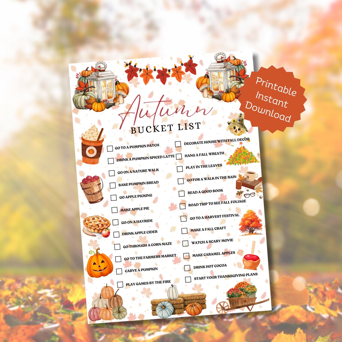 Autumn Bucket List | Printable Autumn Bucket List | Fall Time ...
