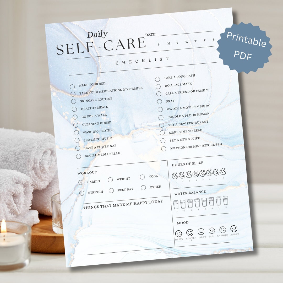 Daily Self Care | Self Care Checklist | Daily Journal | Mental Health ...
