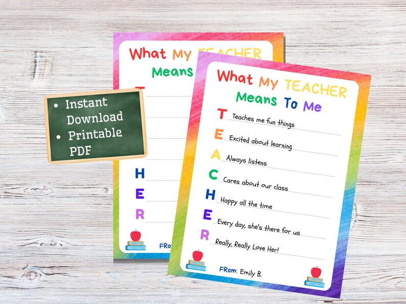 Teacher Appreciation Gift | Teacher Appreciation Worksheet | What My ...