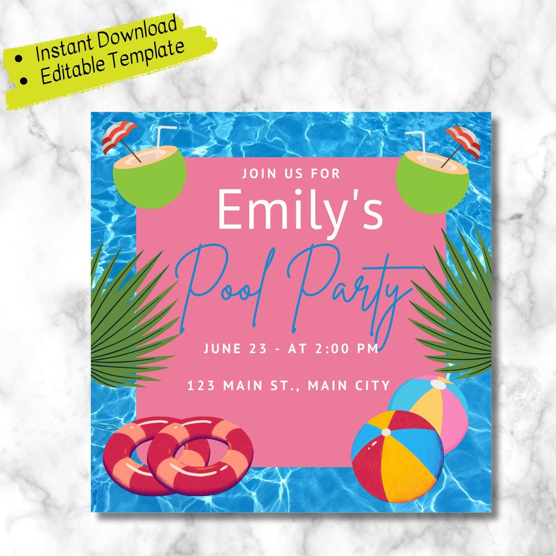 Pool Party Invitation | Pool Birthday Invitation | Pool Party |summer ...