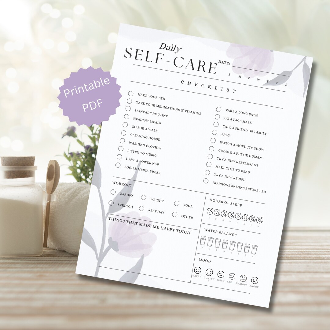 Daily Self Care | Self Care Checklist | Daily Journal | Mental Health ...