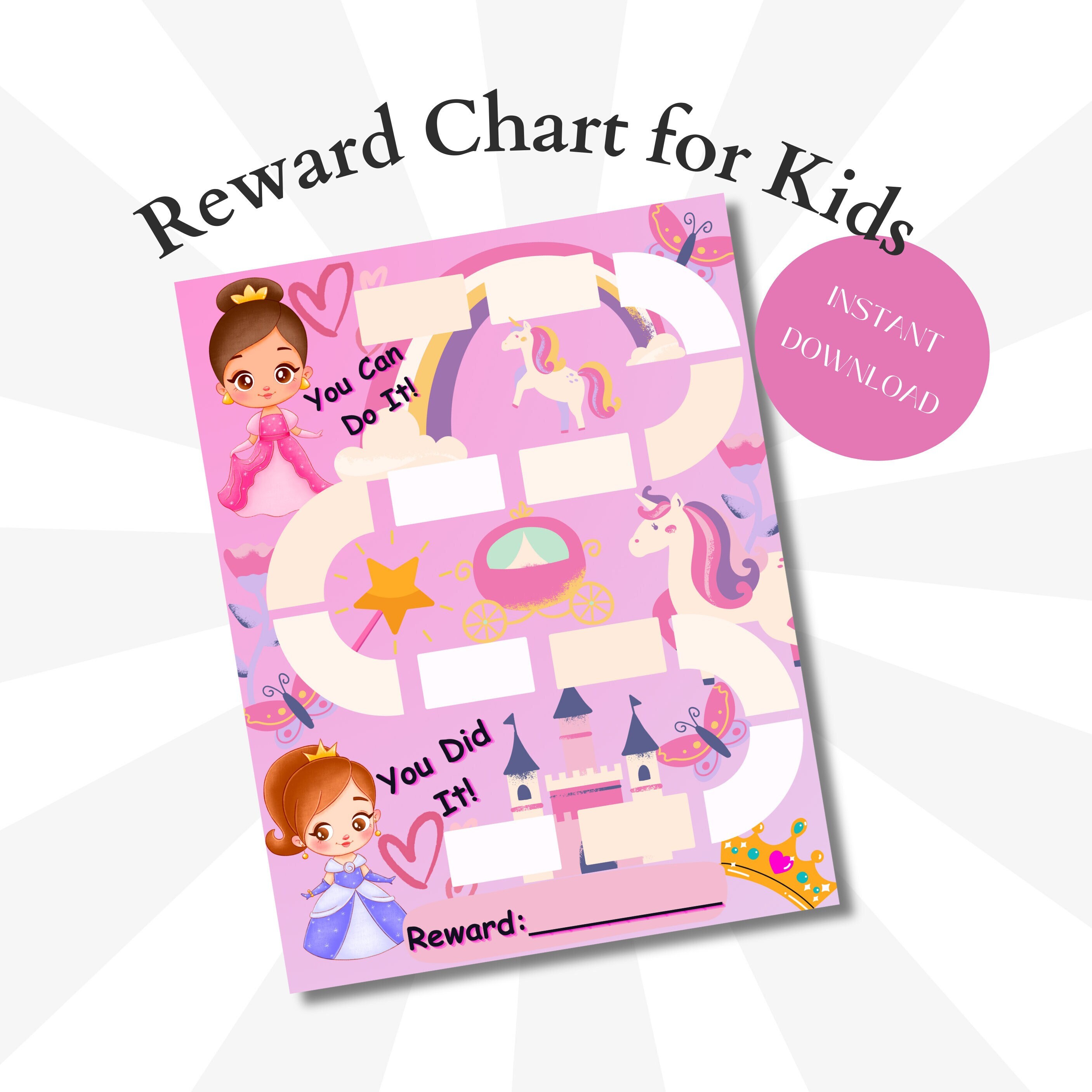 Princess Reward Chart for Kids | Behavior Chart for Kids | Printable ...