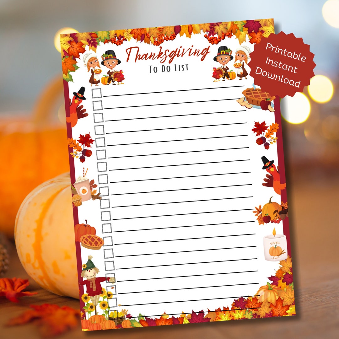 Thanksgiving to Do List | Printable to Do List | Thanksgiving Planner ...