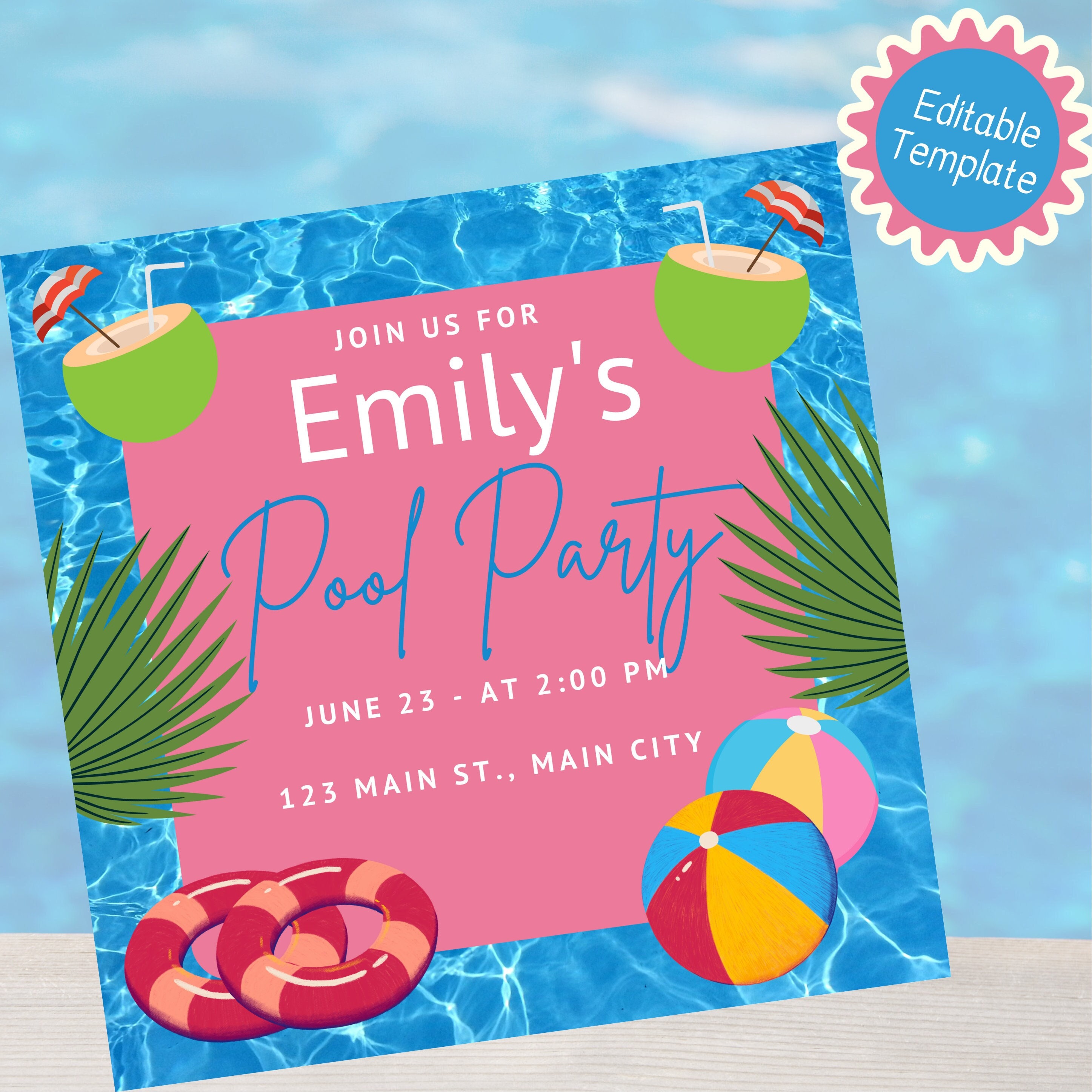 Pool Party Invitation | Pool Birthday Invitation | Pool Party |summer ...