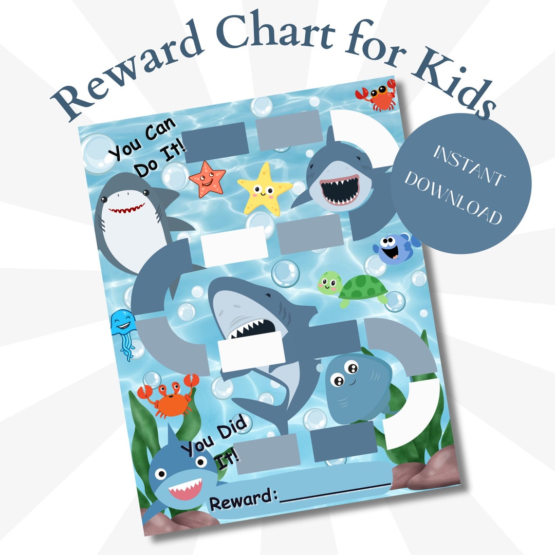 Shark Reward Chart for Kids Printable Behavior Chart Under - Etsy