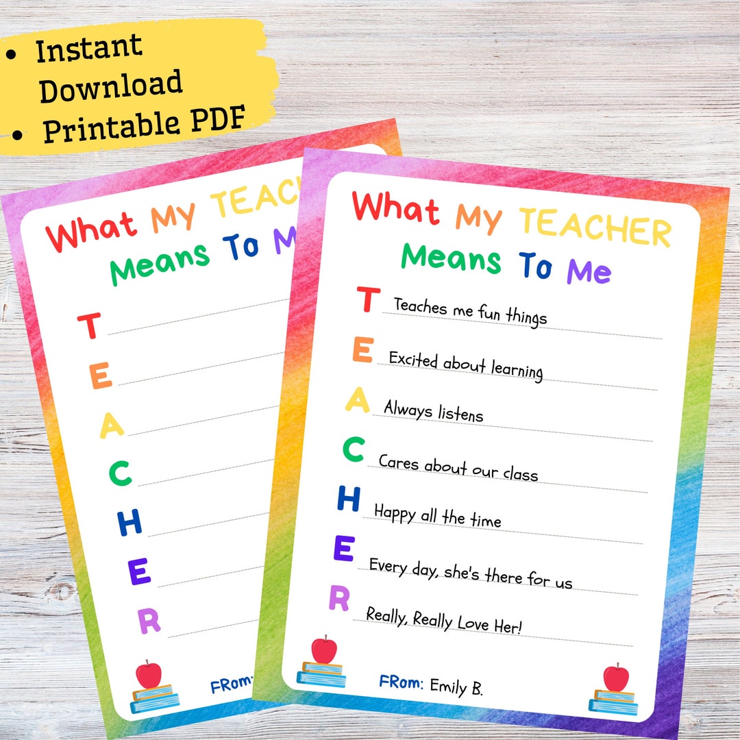 Teacher Appreciation Gift Teacher Appreciation Worksheet - Etsy