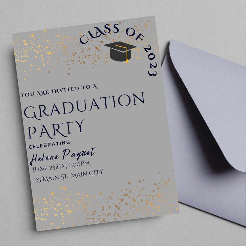 Silver Graduation Party Invitation High School Graduation - Etsy