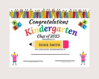 DIY Editable Kindergarten Diploma, Kindergarten Graduation ...