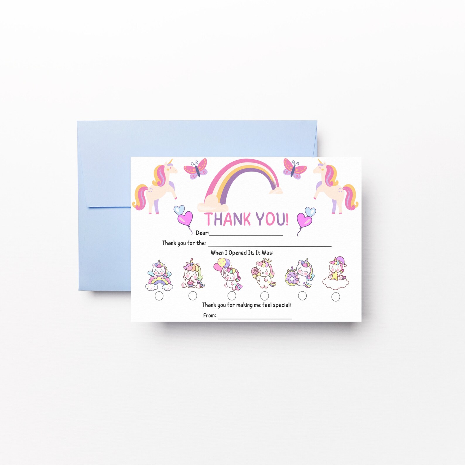 Kids Thank You Card, Unicorn Thank You Card for Kids, Unicorn Thank You ...