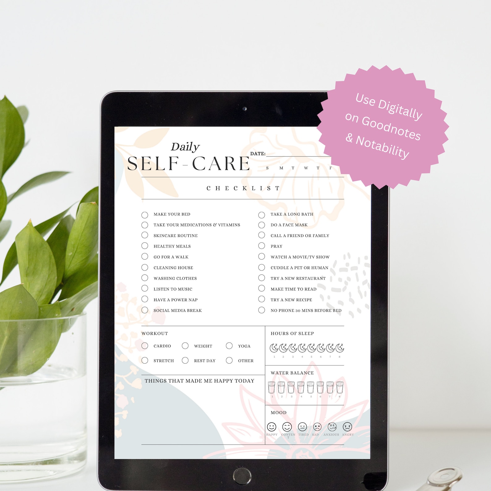 Daily Self Care | Self Care Checklist | Daily Journal | Mental Health ...