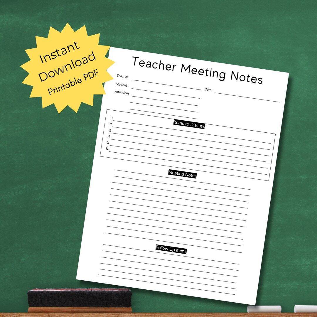 Teacher Meeting Notes | Printable Teacher Meeting Notes | Parent ...