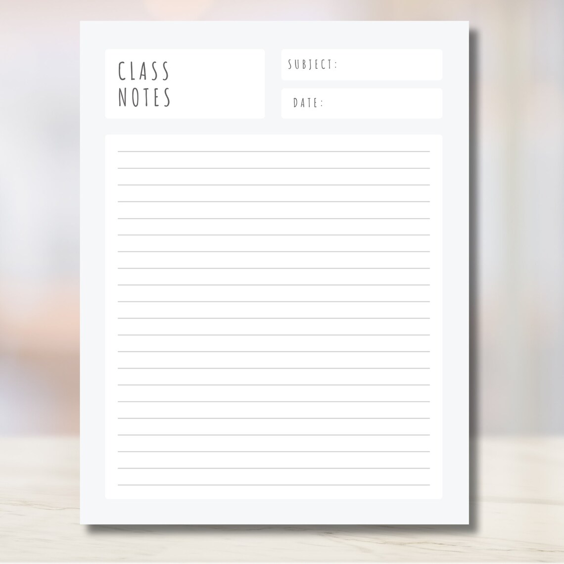 Printable Notepaper Printable Class Notes Digital Notepaper Lecture ...