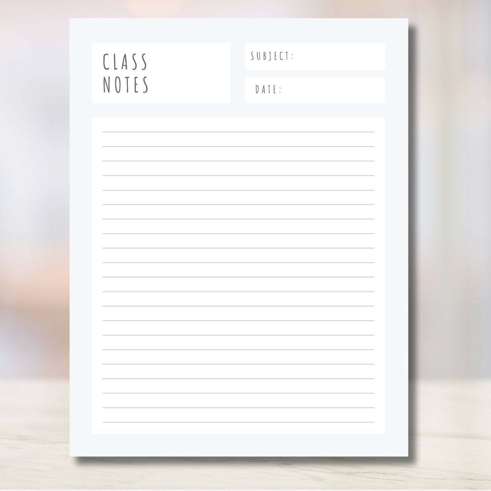 Printable Notepaper | Printable Class Notes | Digital Notepaper ...