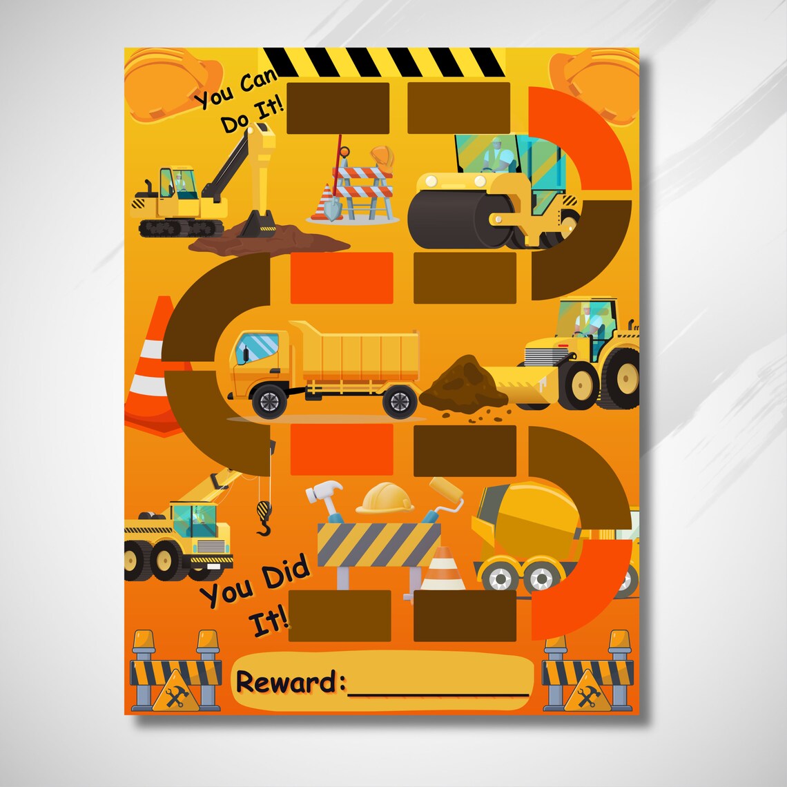 Construction Reward Chart for Kids Behavior Chart for Kids Potty ...