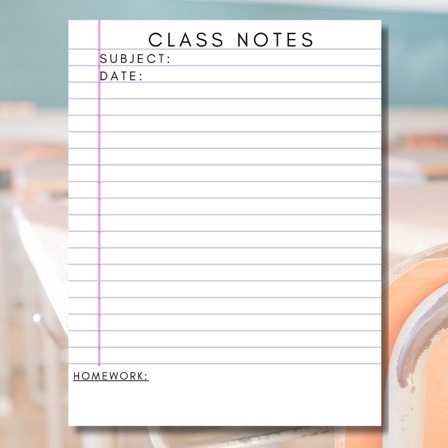 Printable Lined Class Notes Page Printable Note Paper for Students ...