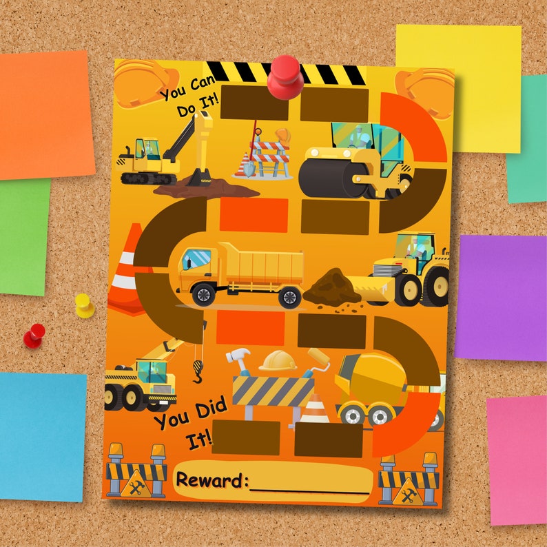 Construction Reward Chart for Kids | Behavior Chart for Kids | Potty ...