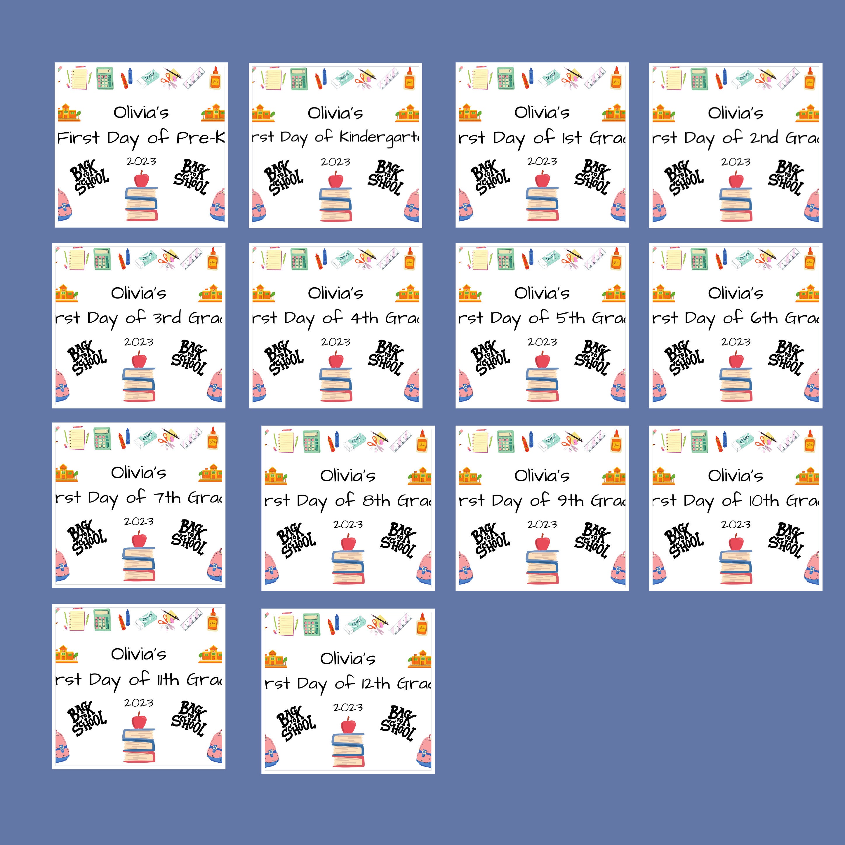 First Day of School PRINTABLE Signs All Grades | Beginning of School ...