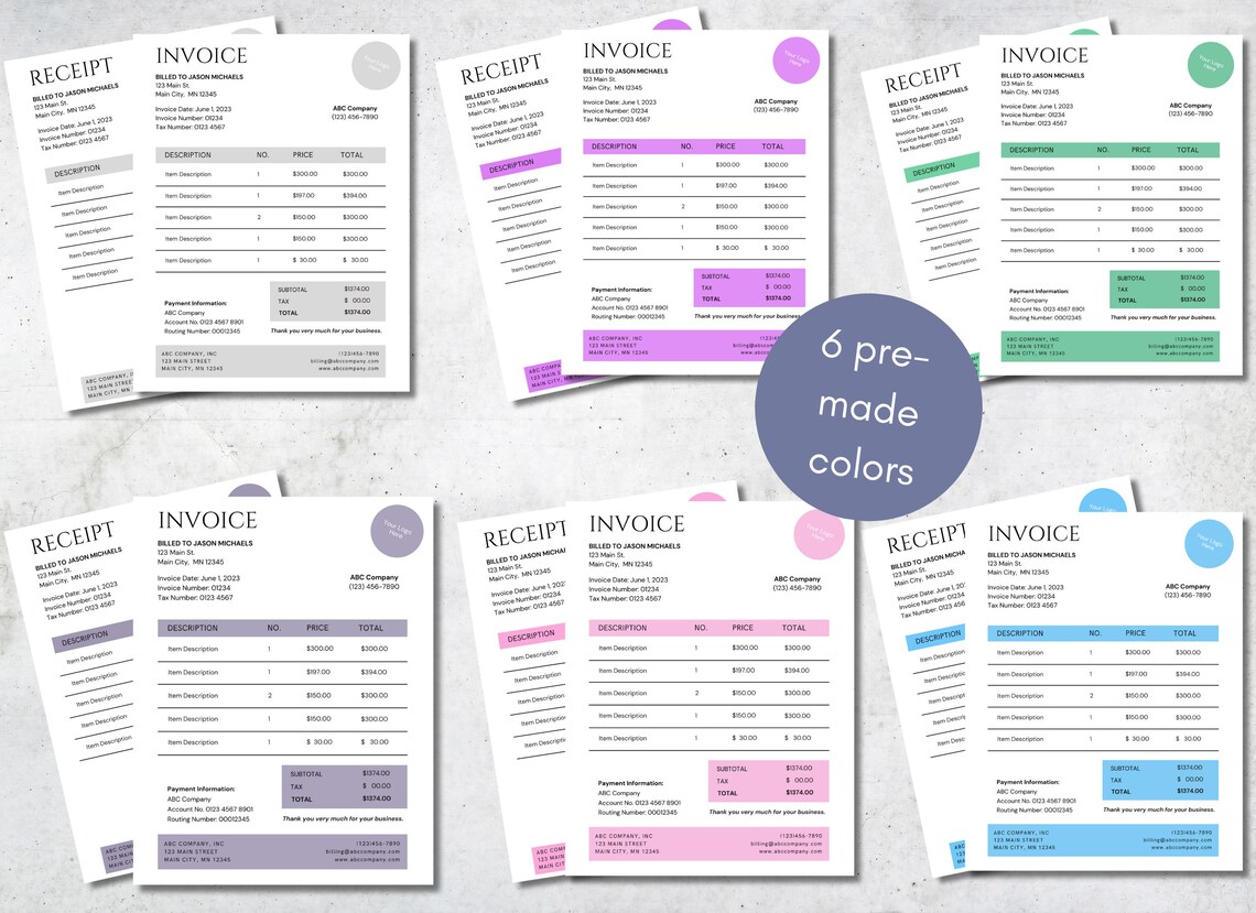 Invoice Editable Template Printable Invoice and Receipt Editable ...