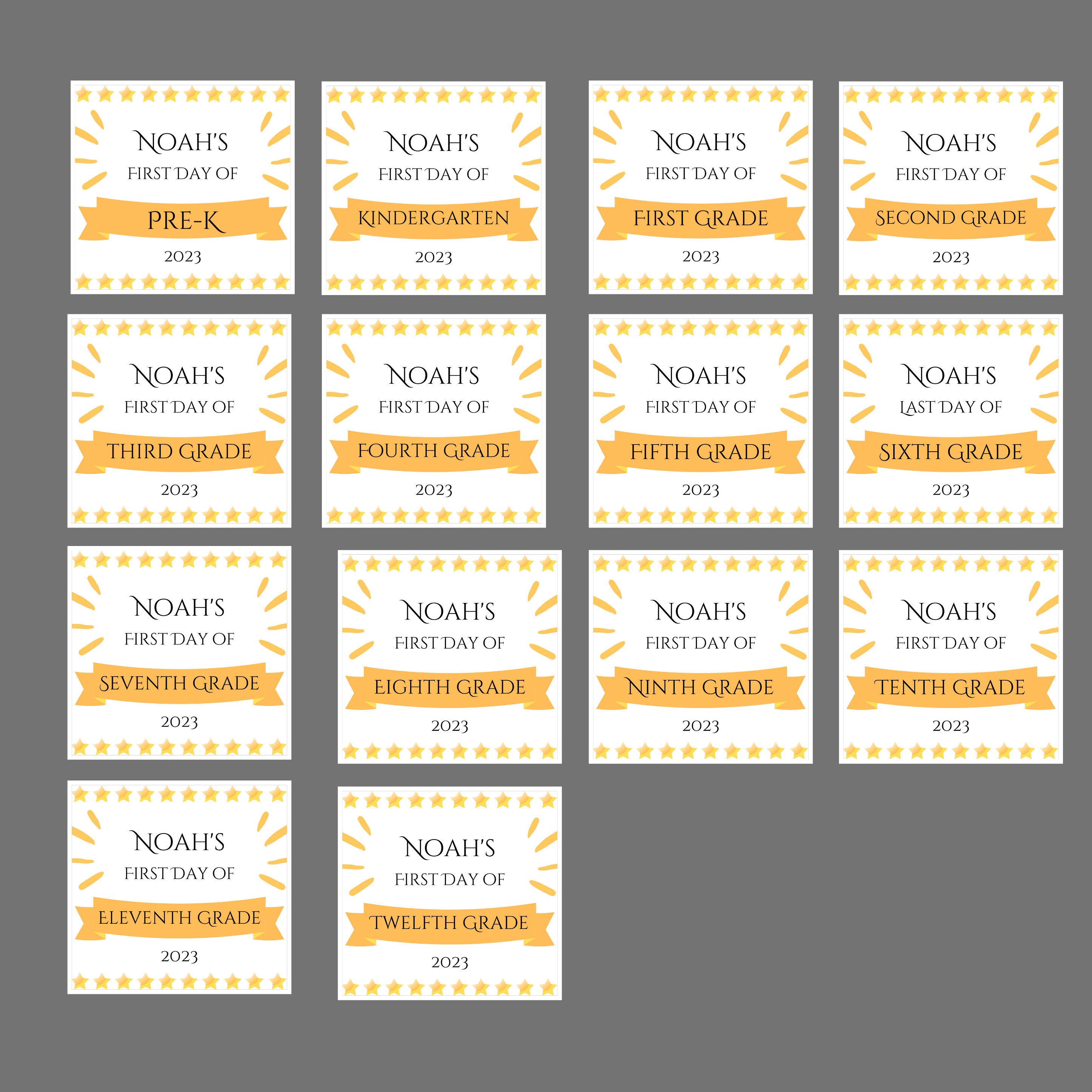 First Day of School PRINTABLE Signs All Grades Beginning of School ...