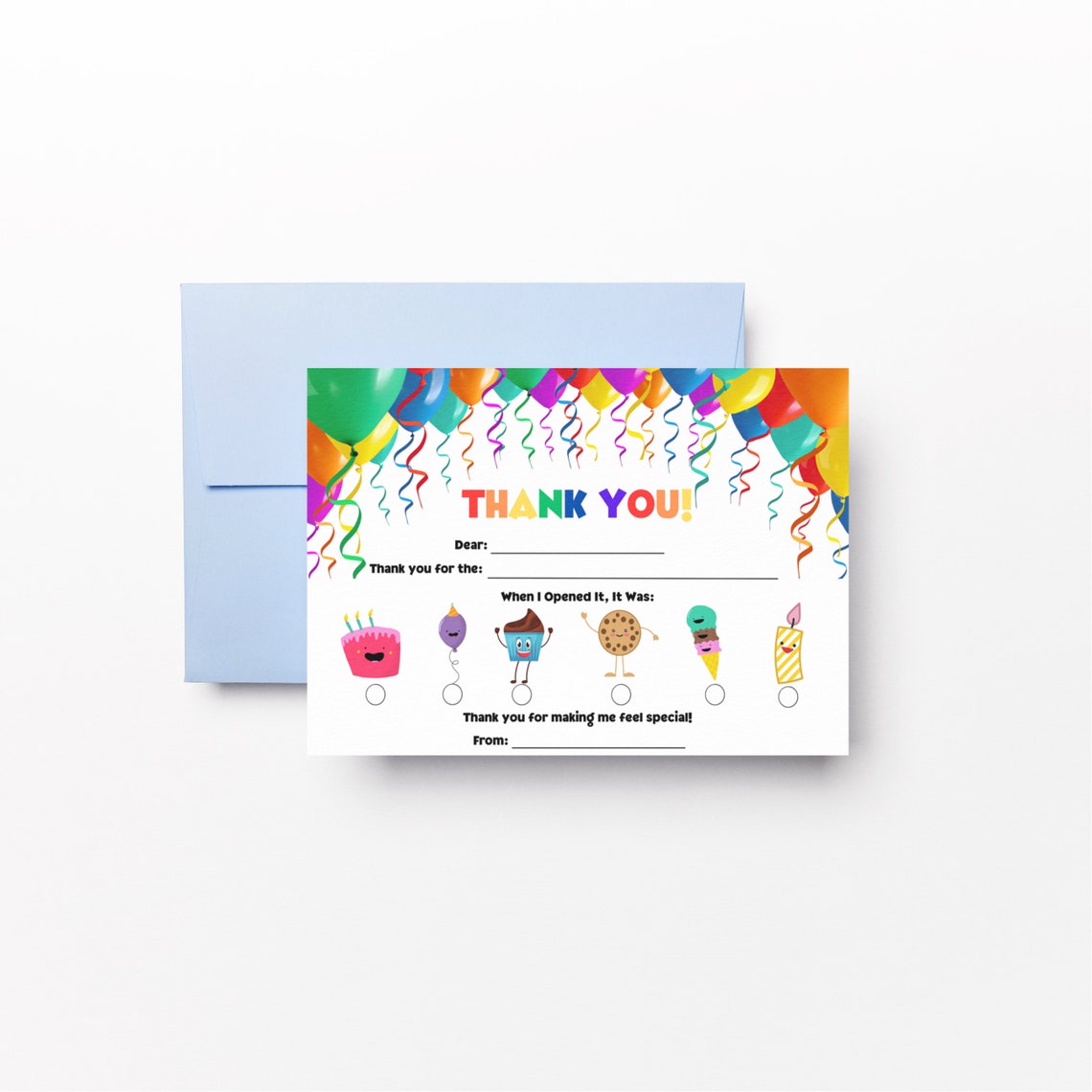 Kids Thank You Card, Thank You Card for Kids to Send, Kids Birthday ...
