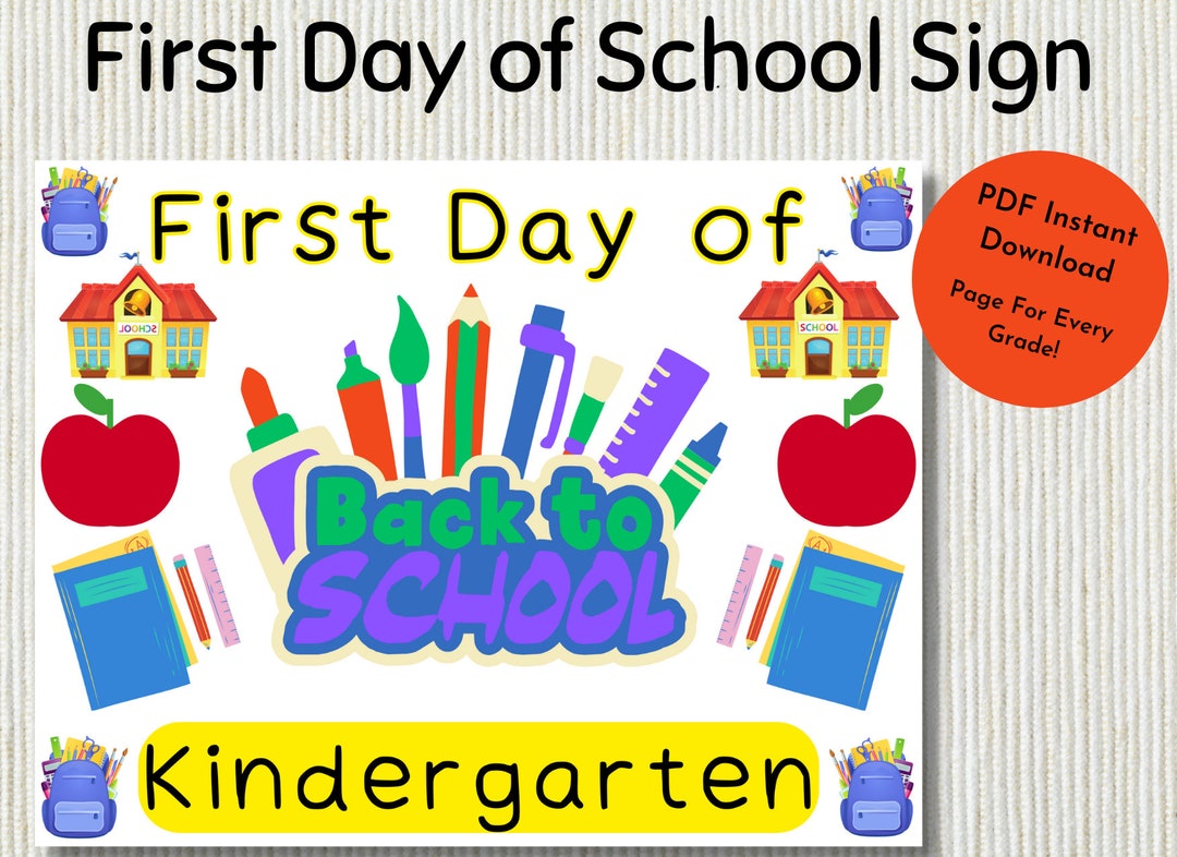 First Day of School Sign Back to School Sign Printable - Etsy