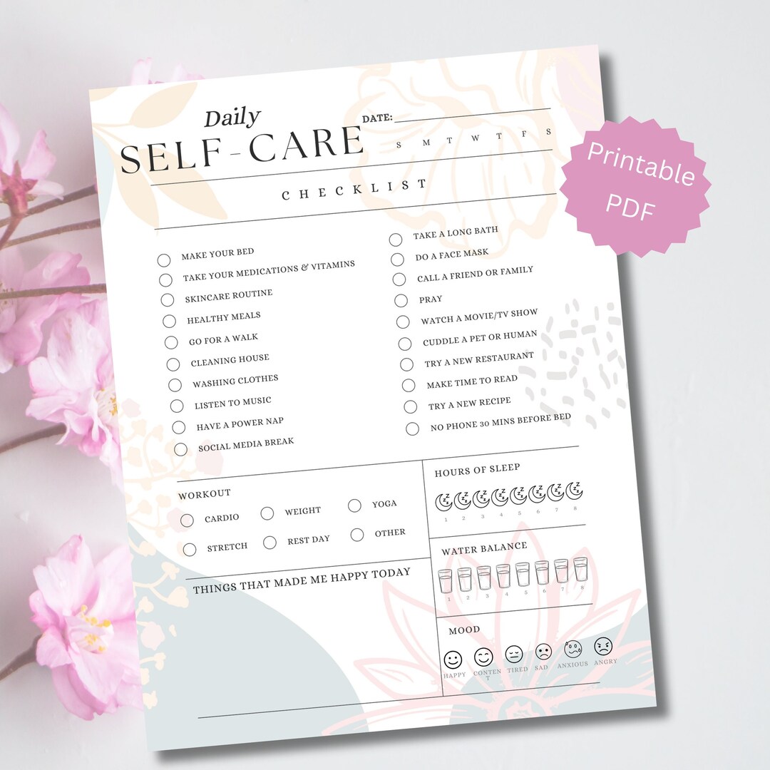Daily Self Care | Self Care Checklist | Daily Journal | Mental Health ...