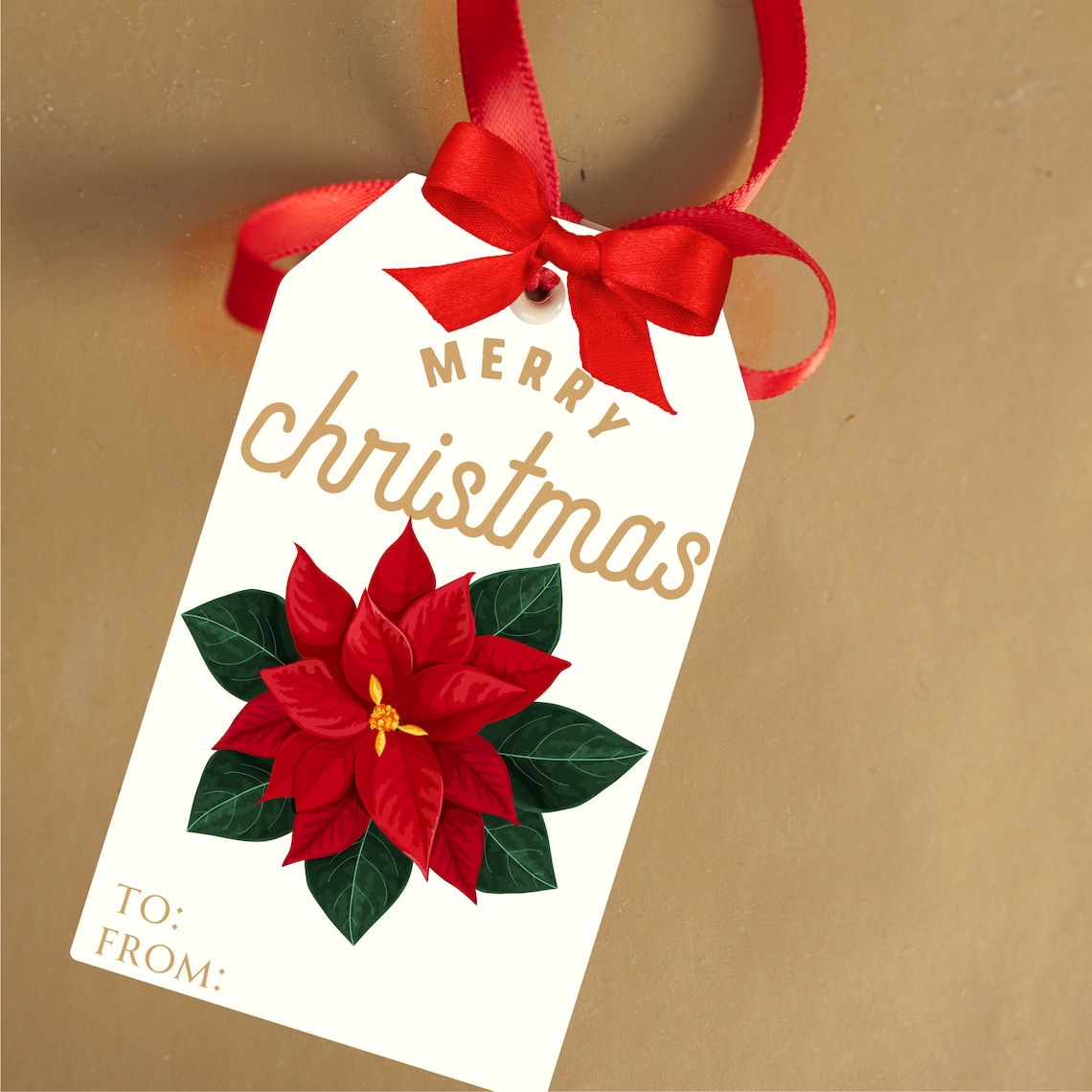Christmas Gift Tag Printable Christmas Gift Tag Poinsettia Gift Tag ...