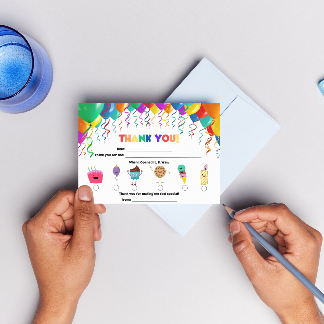 Kids Thank You Card, Thank You Card for Kids to Send, Kids Birthday ...