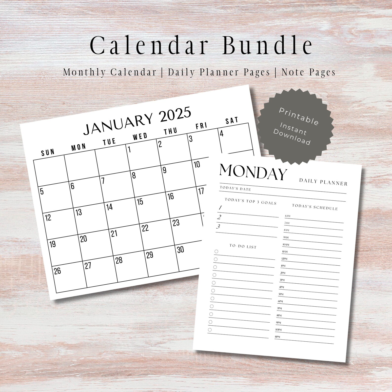 2025 Calendar Bundle | Printable 2025 Monthly Calendar | Minimalist ...