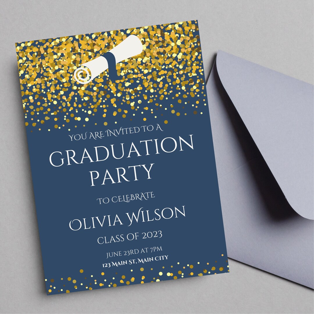 Blue Graduation Party Invitation High School Graduation - Etsy