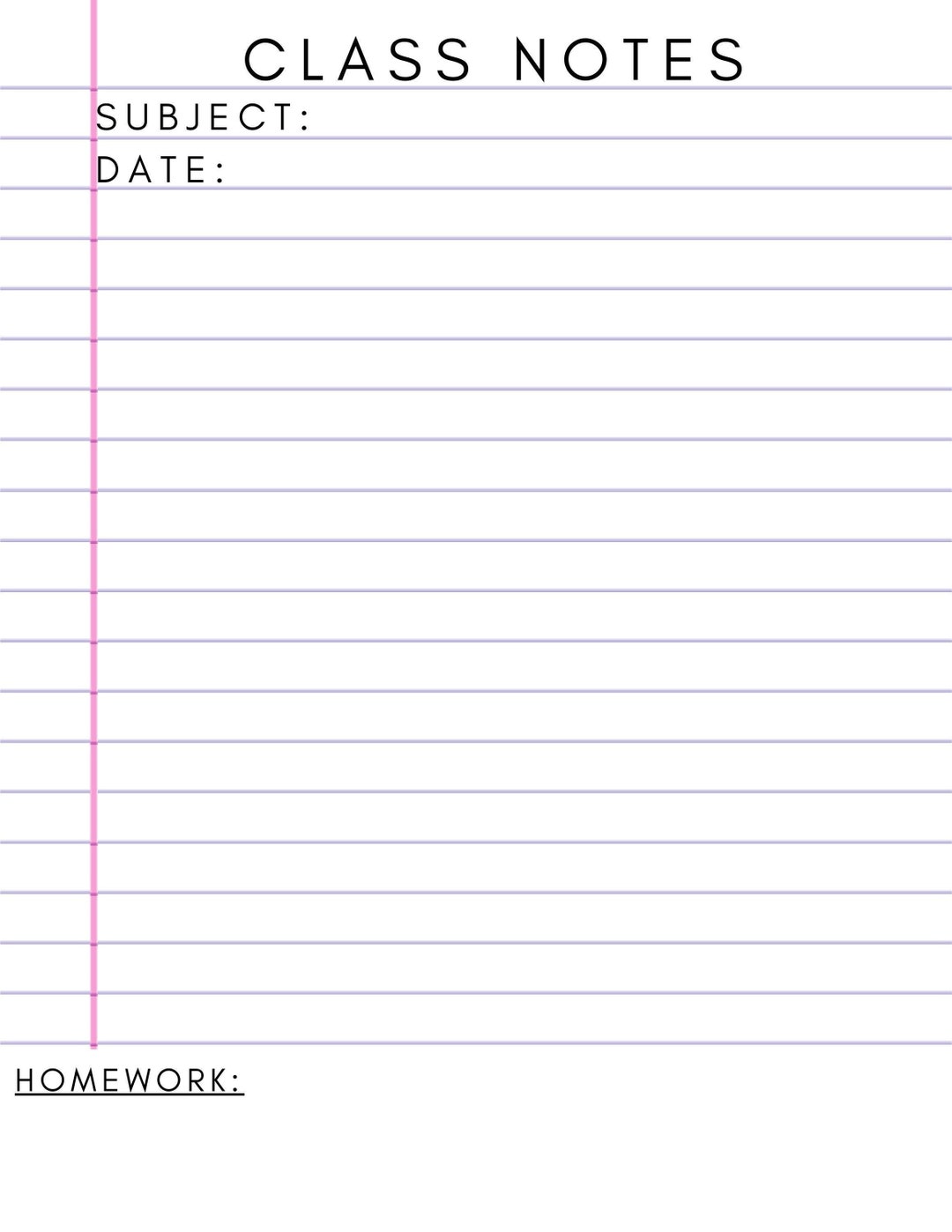 Lined Class Notes Page, Note Paper for Students, Note Paper for Class ...
