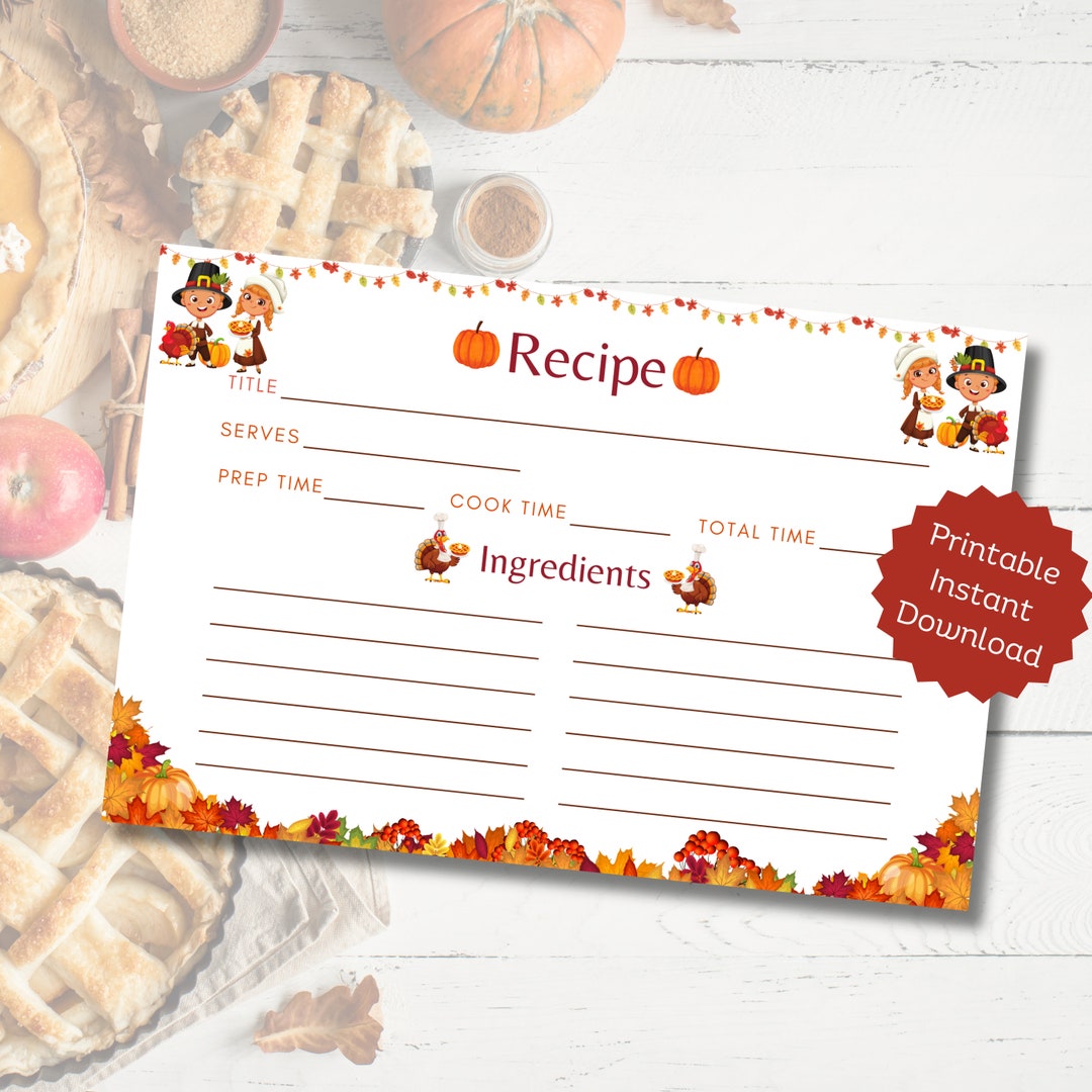 Recipe Card | Thanksgiving Recipe Card | Holiday Recipe Card ...