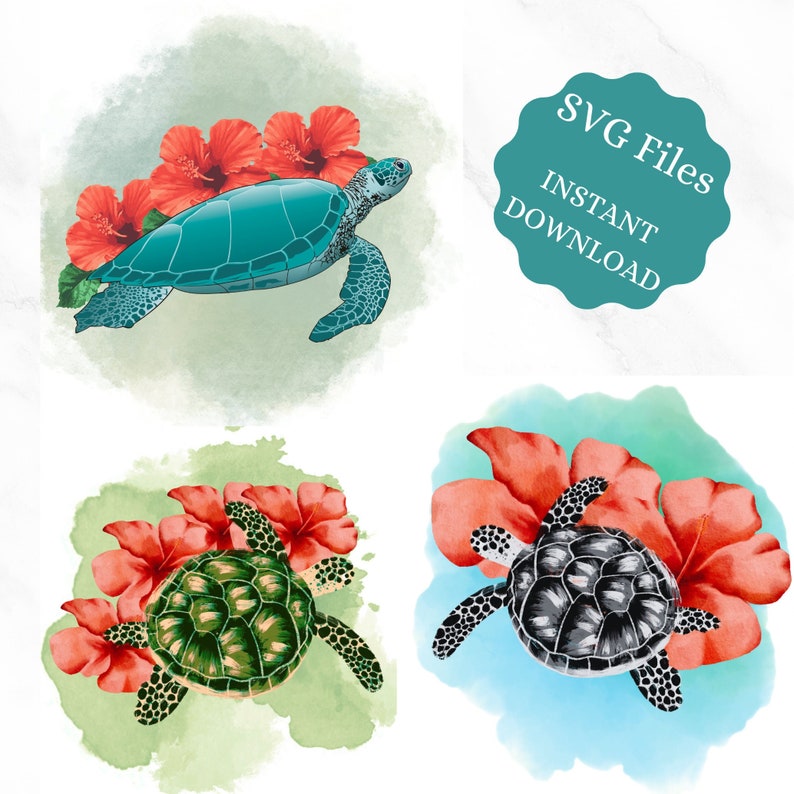 Sea Turtles SVG Tropical SVG Sea Turtle Images Instant - Etsy