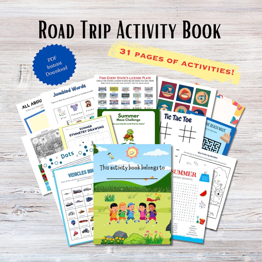 Road Trip Games, Road Trip Activity Book | Activity Book for Kids ...