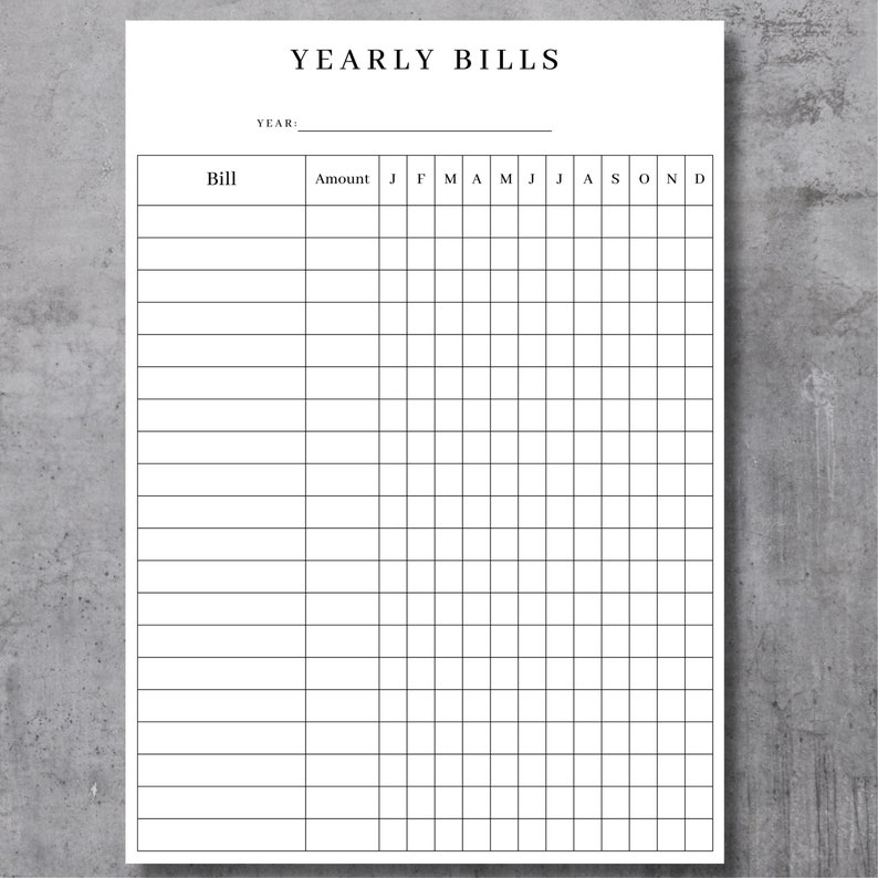 Monthly Bill Tracker Printable | Bill Payment Tracker | Annual Bill ...
