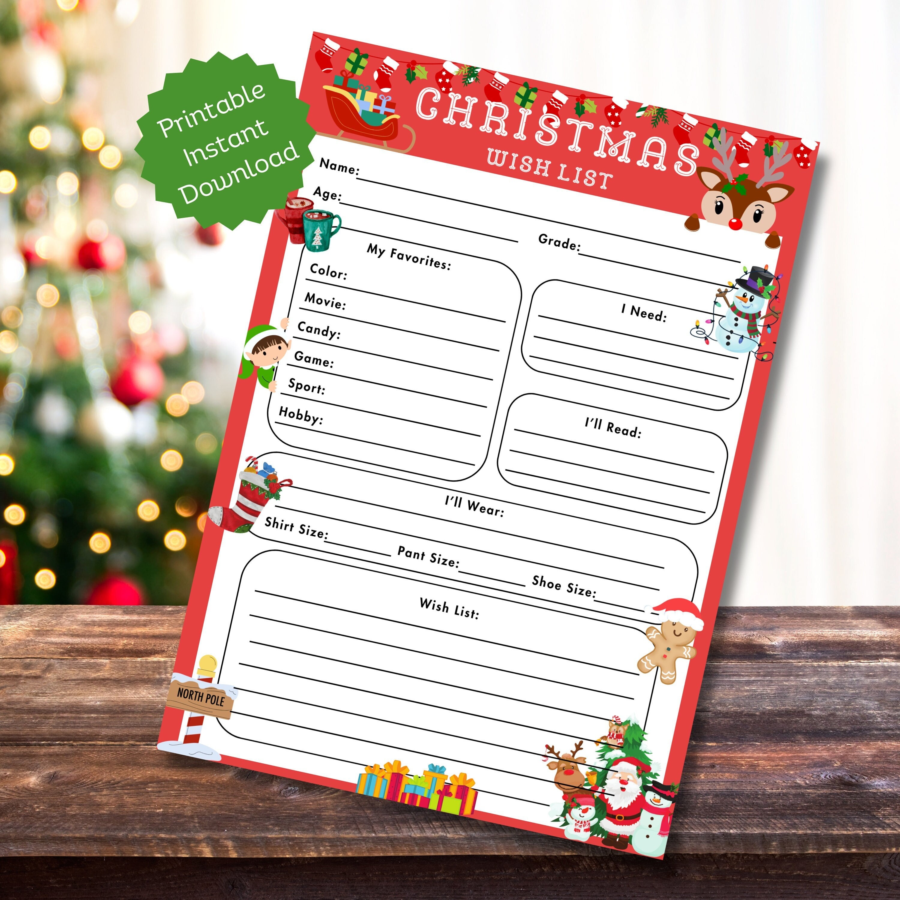 Christmas Wish List for Kids | Detailed Christmas Wish List | Printable ...