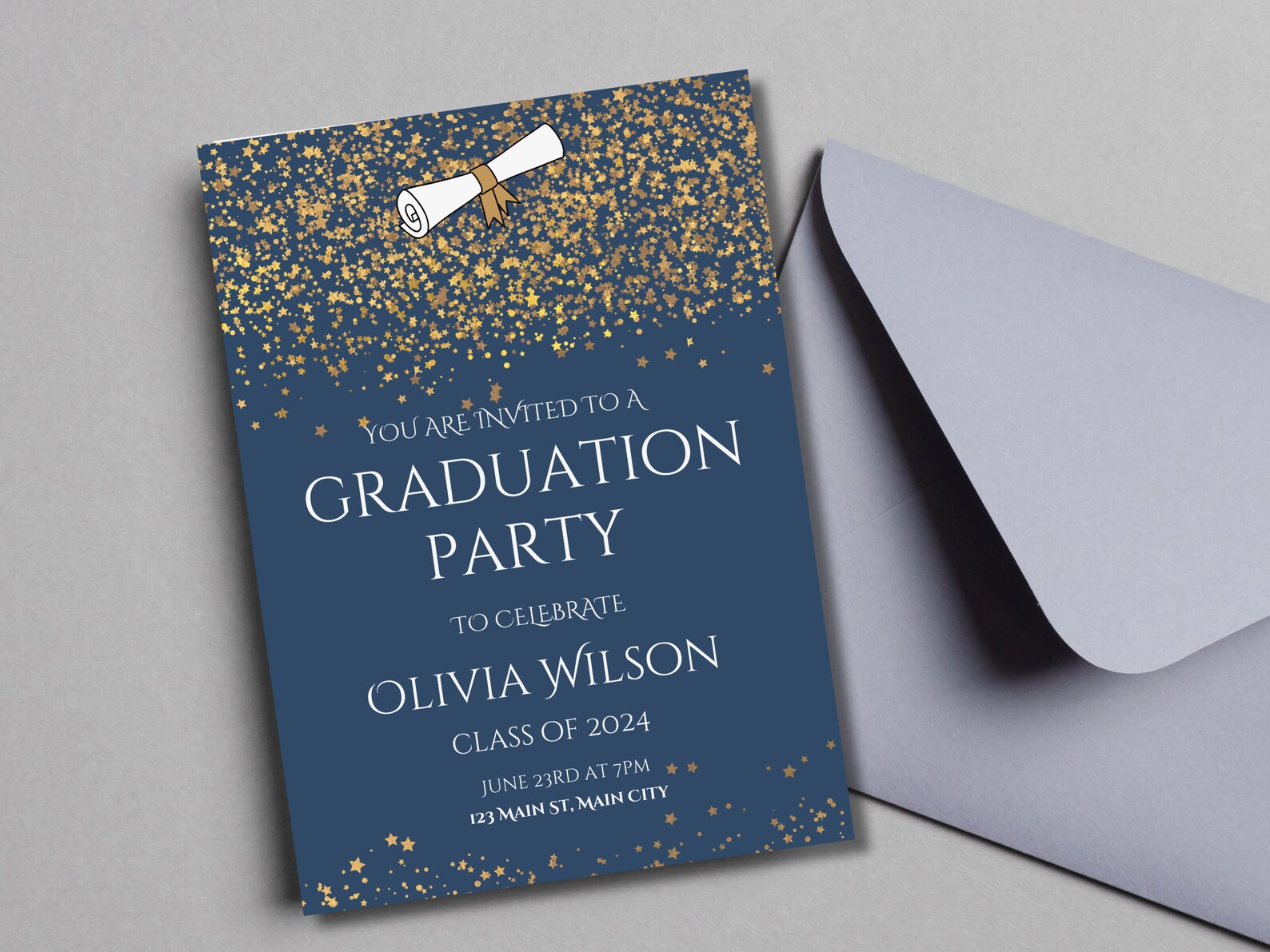 Blue Graduation Party Invitation | High School Graduation Invitation ...