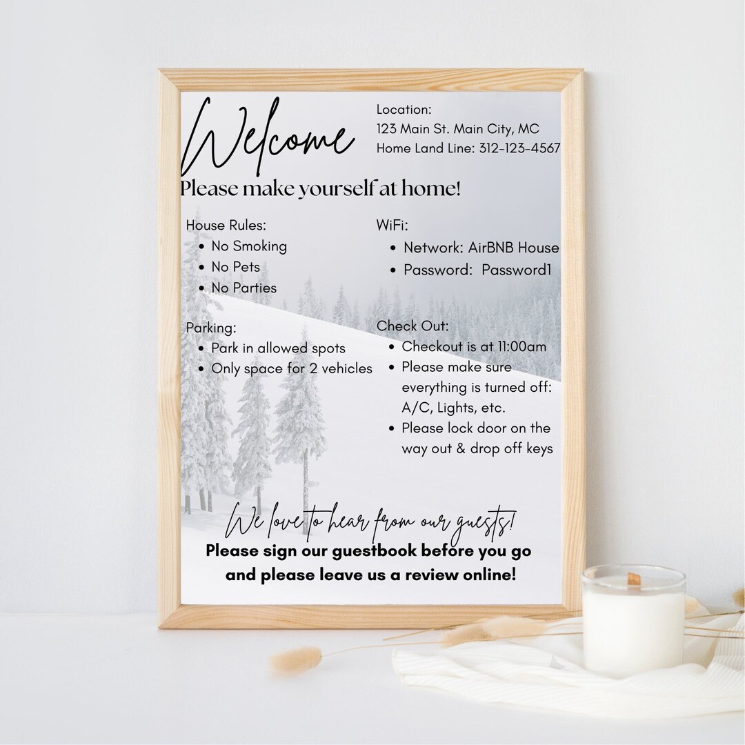 Vacation Rental Welcome, Airbnb Welcome Sign, Vacation Rental ...