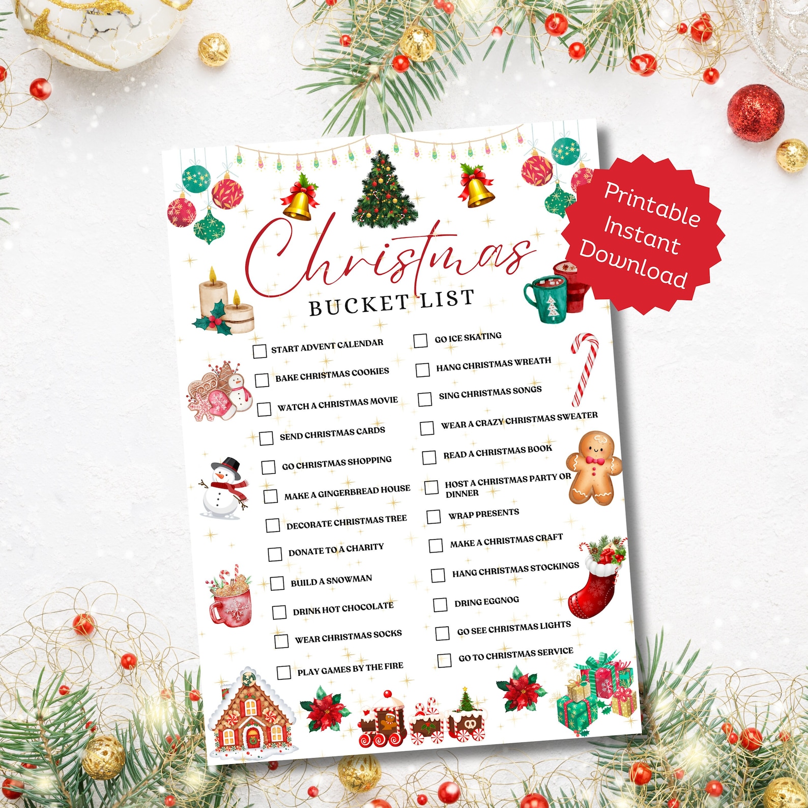 Christmas Bucket List | Printable Christmas Bucket List | Winter ...