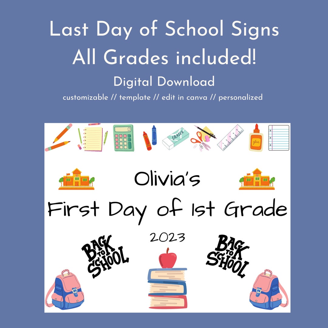First Day of School PRINTABLE Signs All Grades | Beginning of School ...