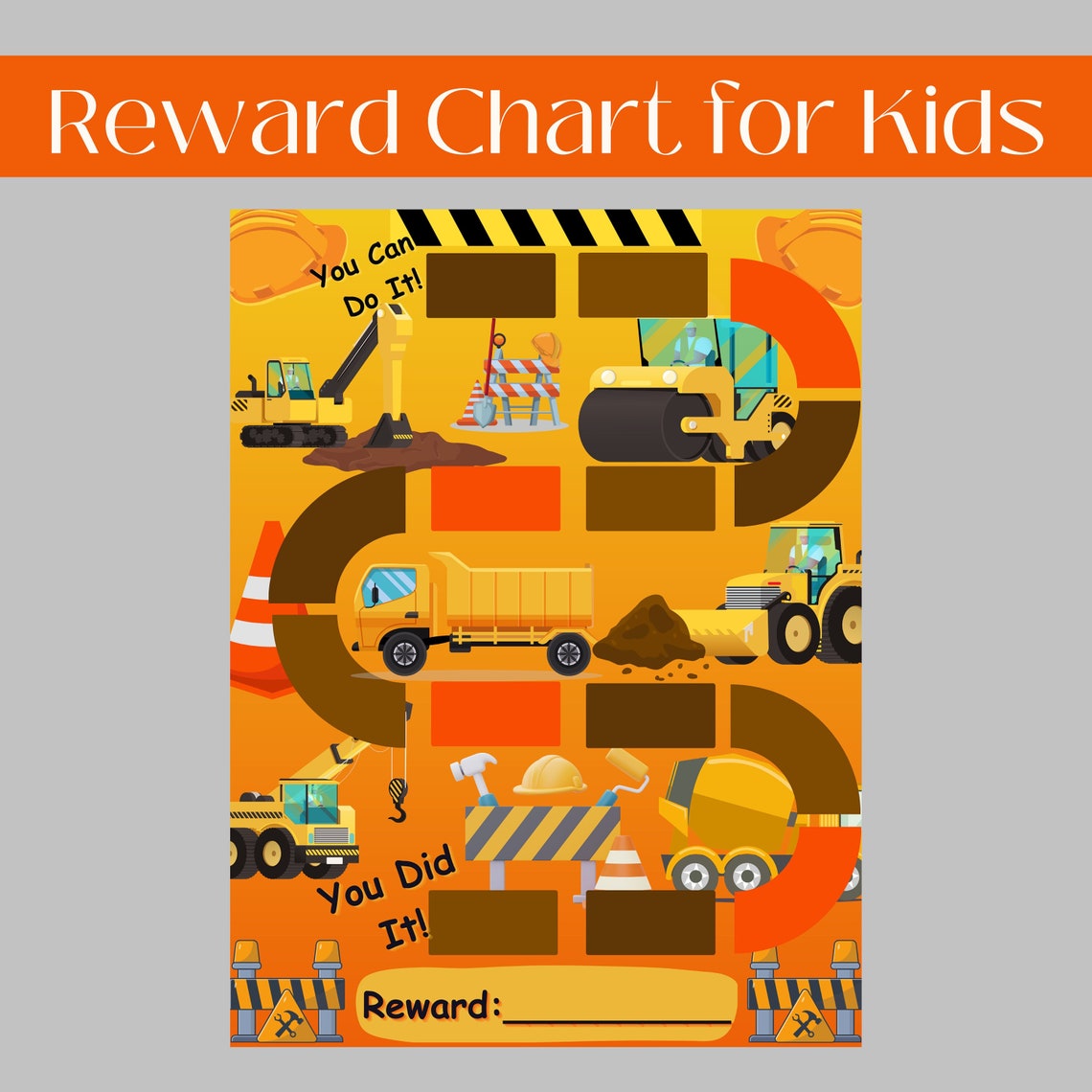 Construction Reward Chart for Kids, Behavior Chart for Kids - PDF ...