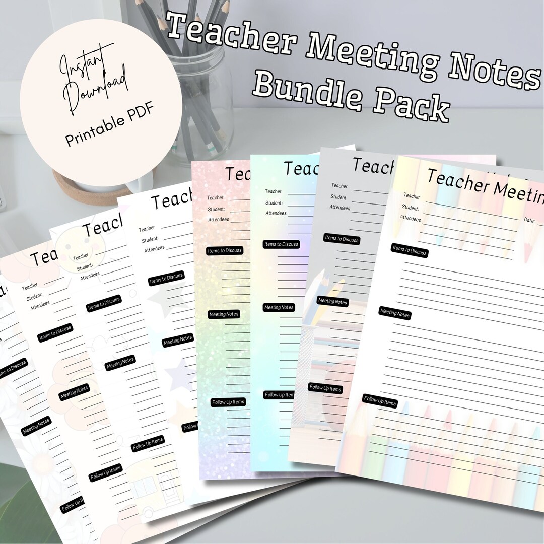 Teacher Meeting Notes Printable Teacher Meeting Notes - Etsy