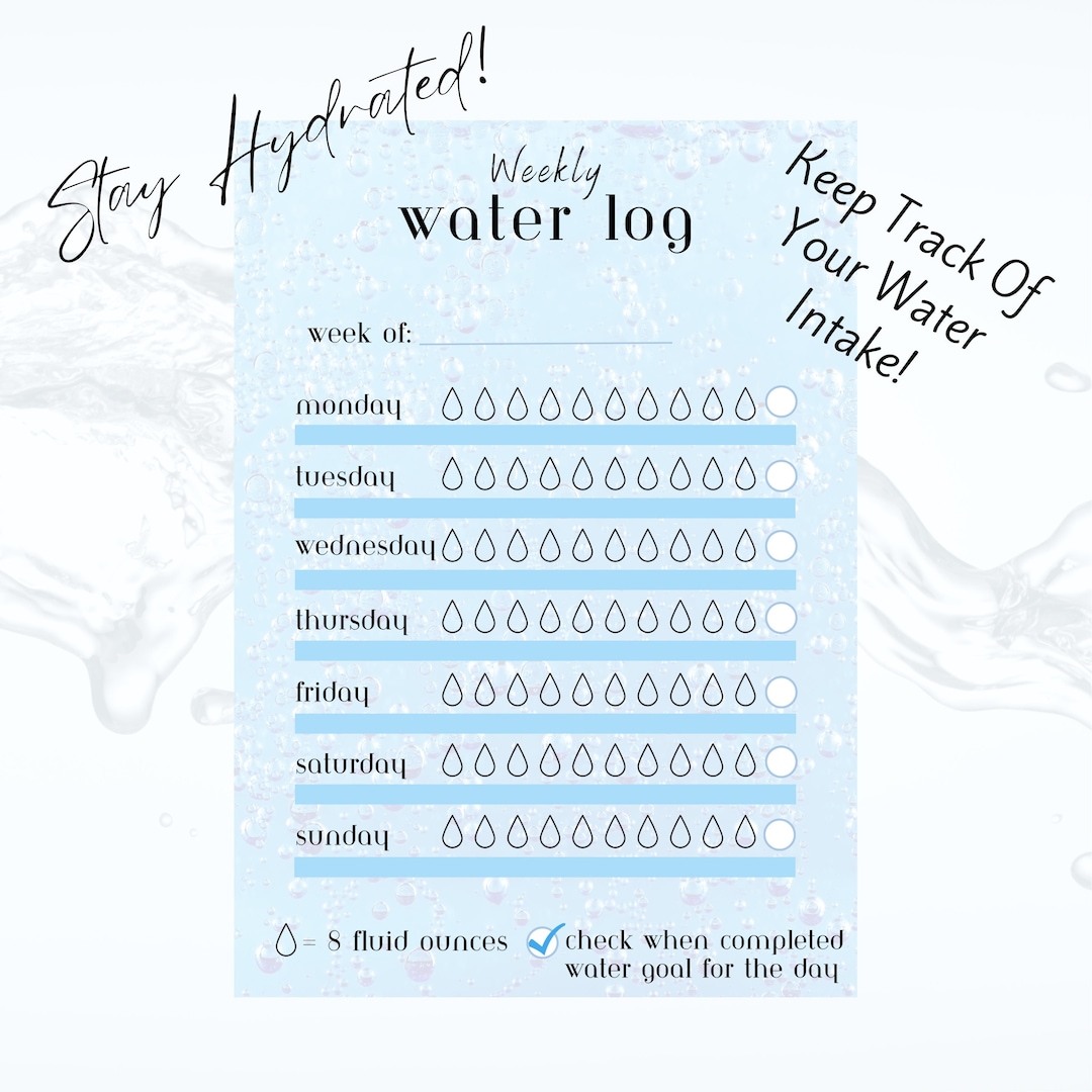 Weekly Water Tracker Printable | 30 Day Water Challenge | Hydration ...