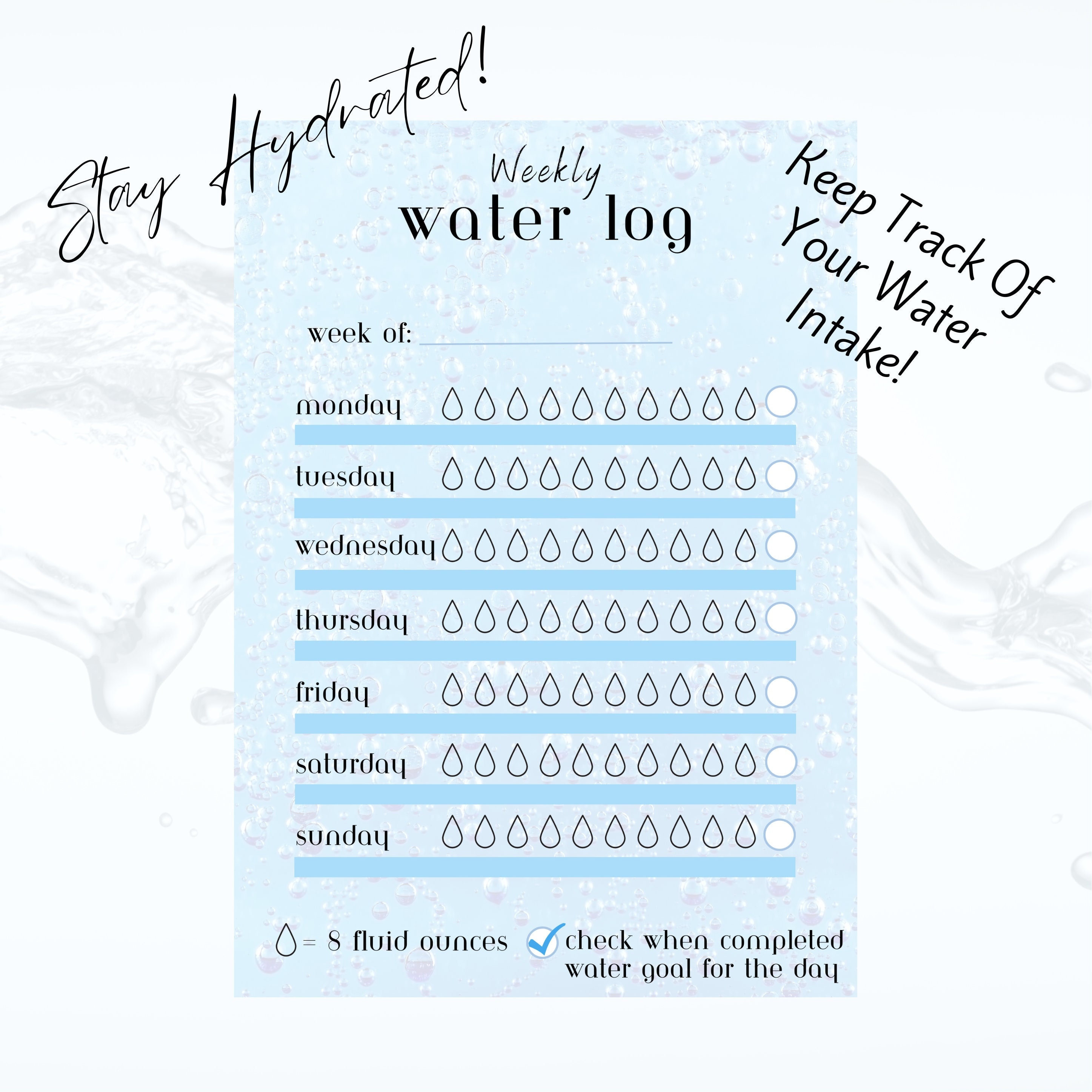 Weekly Water Tracker Printable | 30 Day Water Challenge | Hydration ...