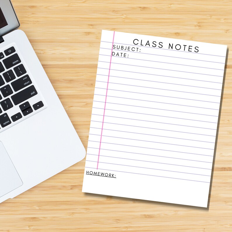 Printable Lined Class Notes Page | Printable Note Paper for Students ...