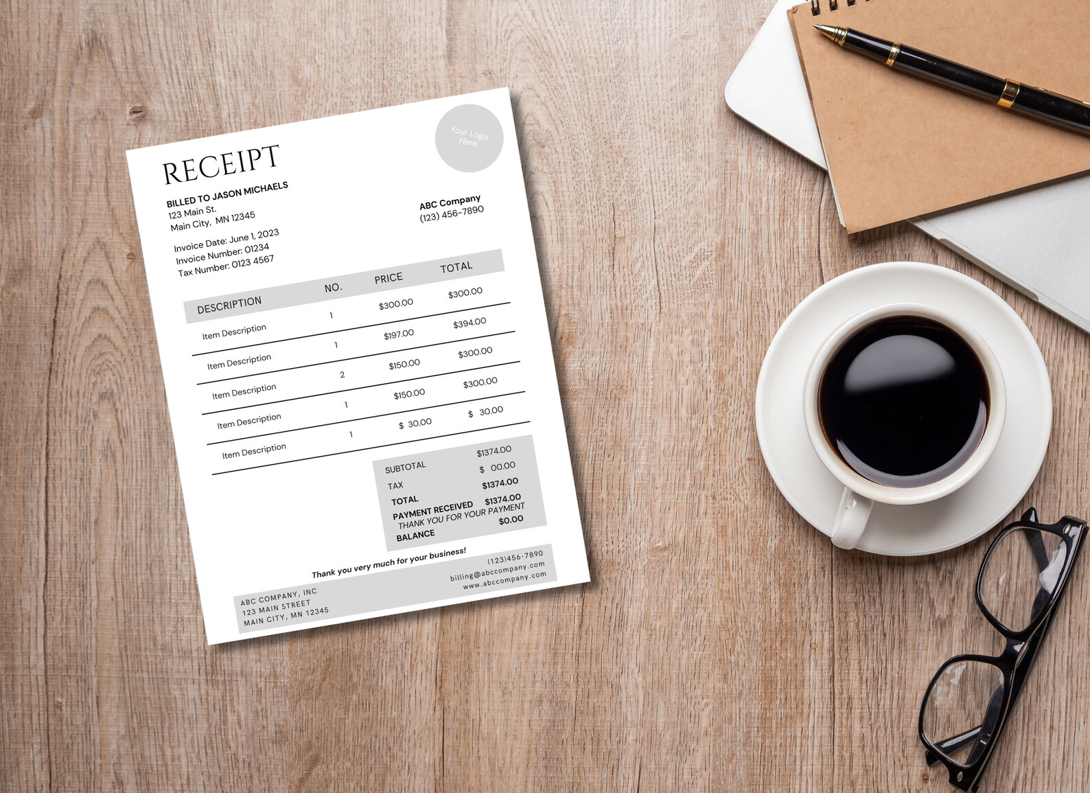 Invoice Editable Template | Printable Invoice and Receipt | Editable ...