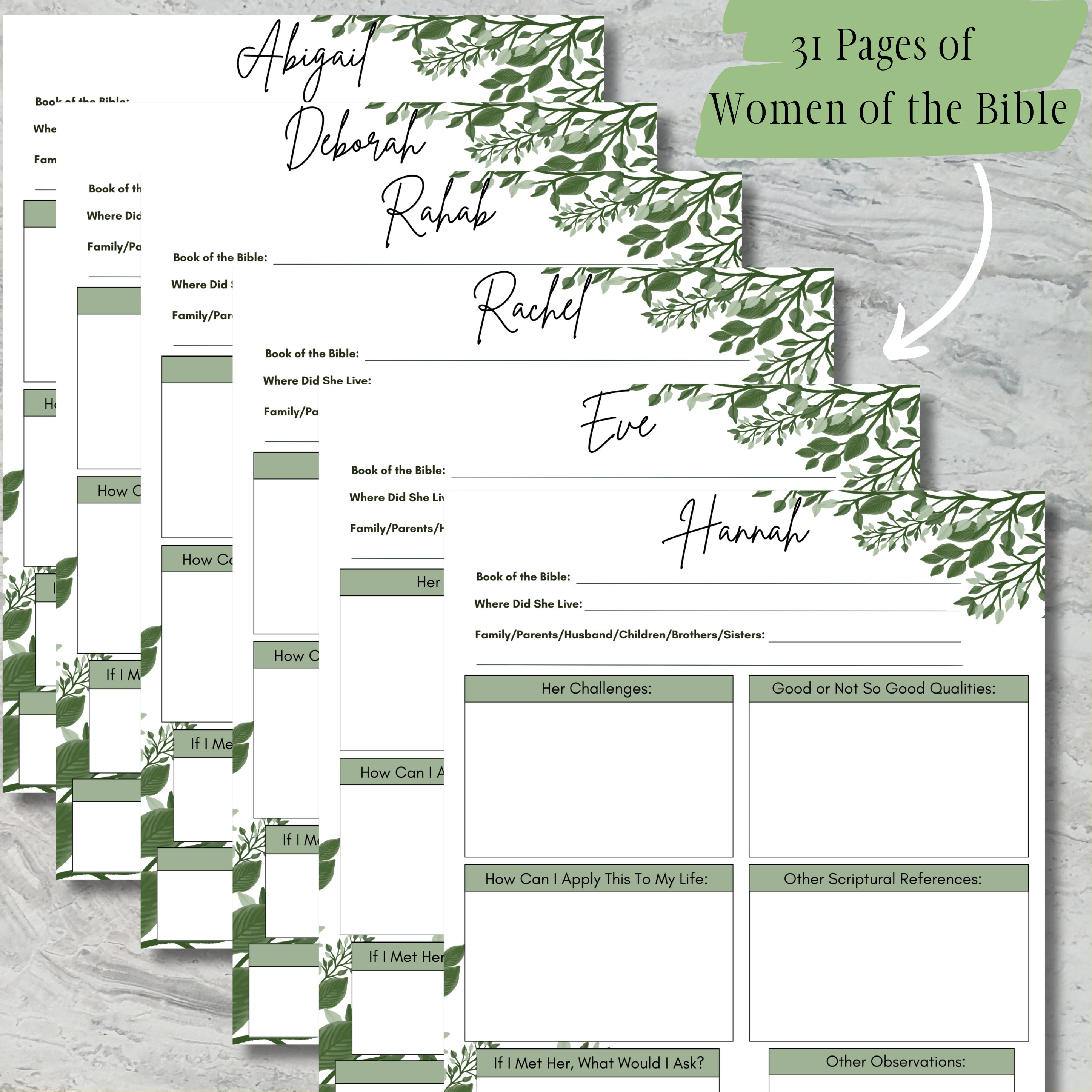 Bible Study | Women of the Bible | Women of Faith Research Worksheets ...