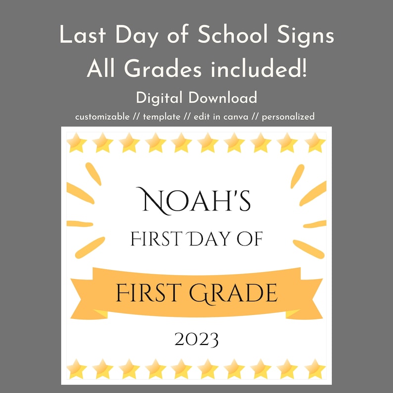 First Day of School PRINTABLE Signs All Grades Beginning of - Etsy México