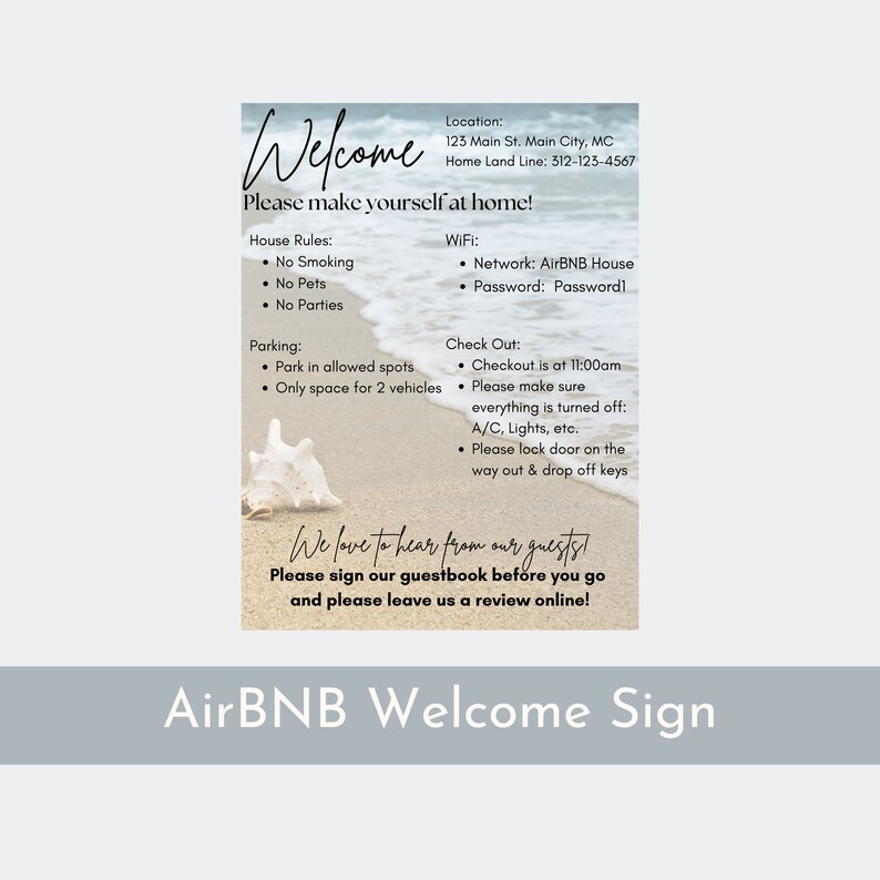 Vacation Rental Welcome Sign, Airbnb Welcome Sign, Vacation Rental ...