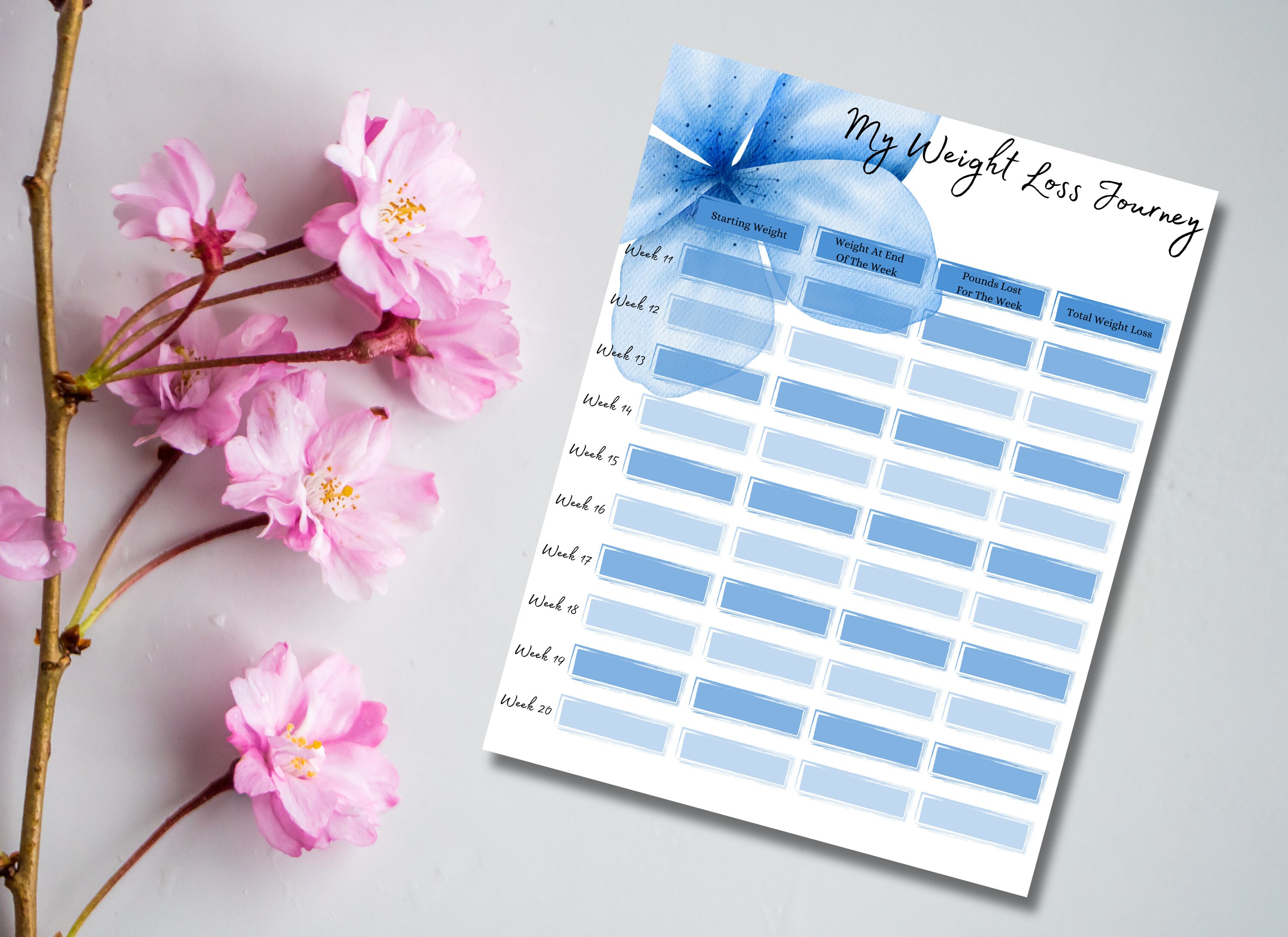 Weight Loss Tracker Weight Log Printable Weight Loss Tracker Weekly ...